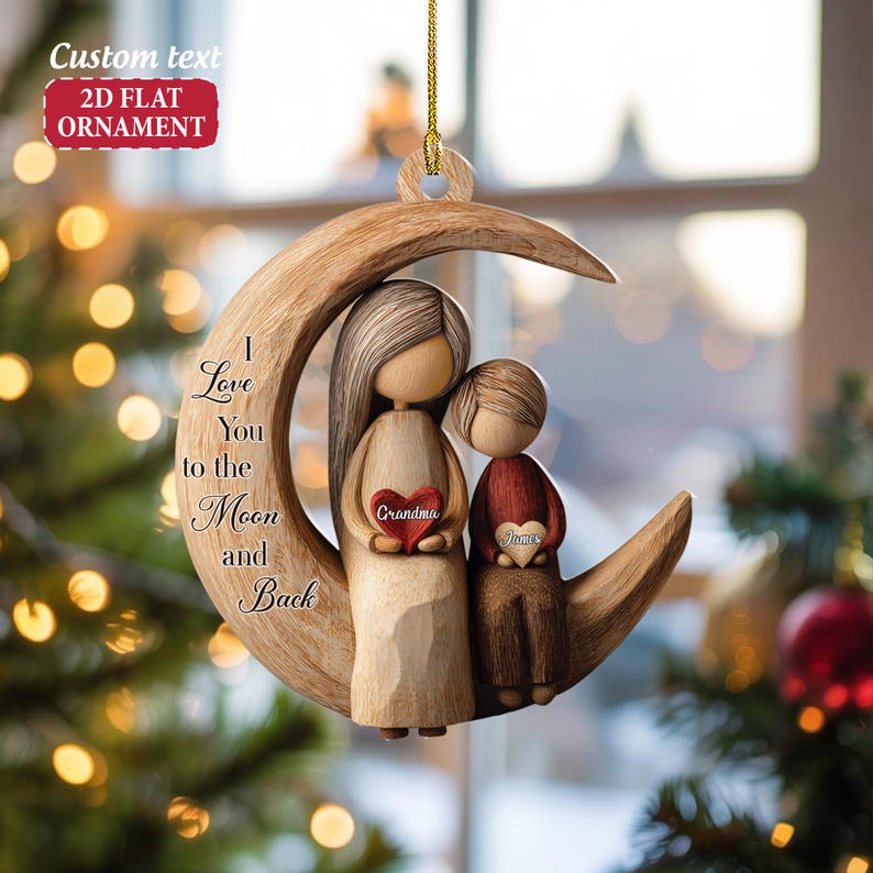 Personalized Grandma Grandson Acrylic Ornament, I Love You to the Moon ...