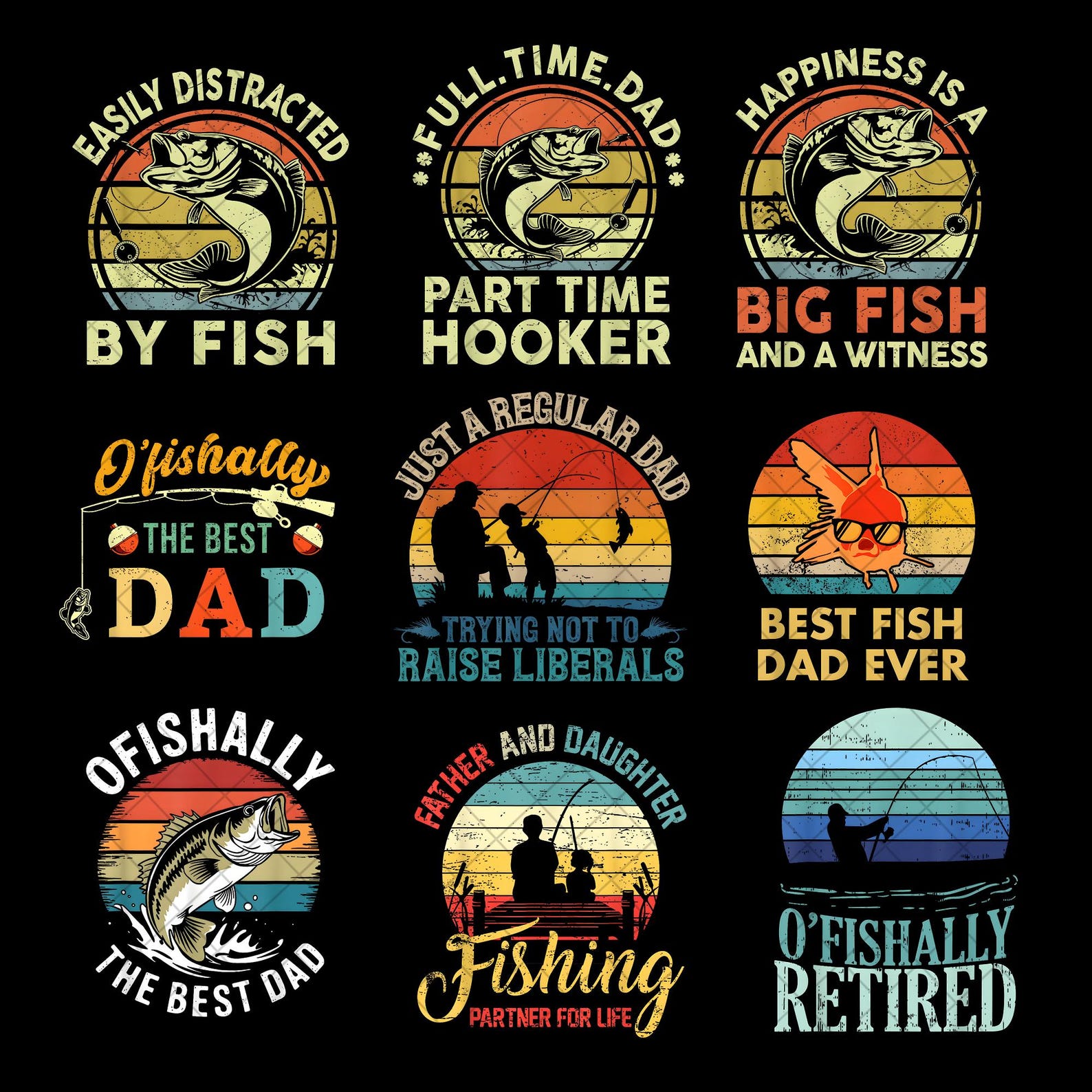 Retro Fishing Dad Png Bundle, Father's Day Png, Funny Dad Quote Png ...