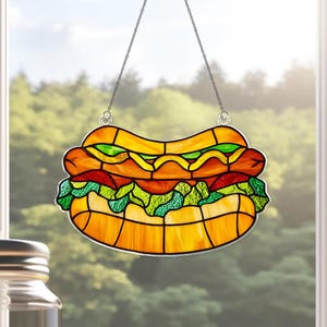 Hot Dog Acrylic Suncatcher, Fast Food Lover Gifts, Colorful Stained ...