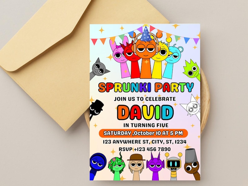 Sprunki Party Invitation Template | Editable Sprunki Party Template ...