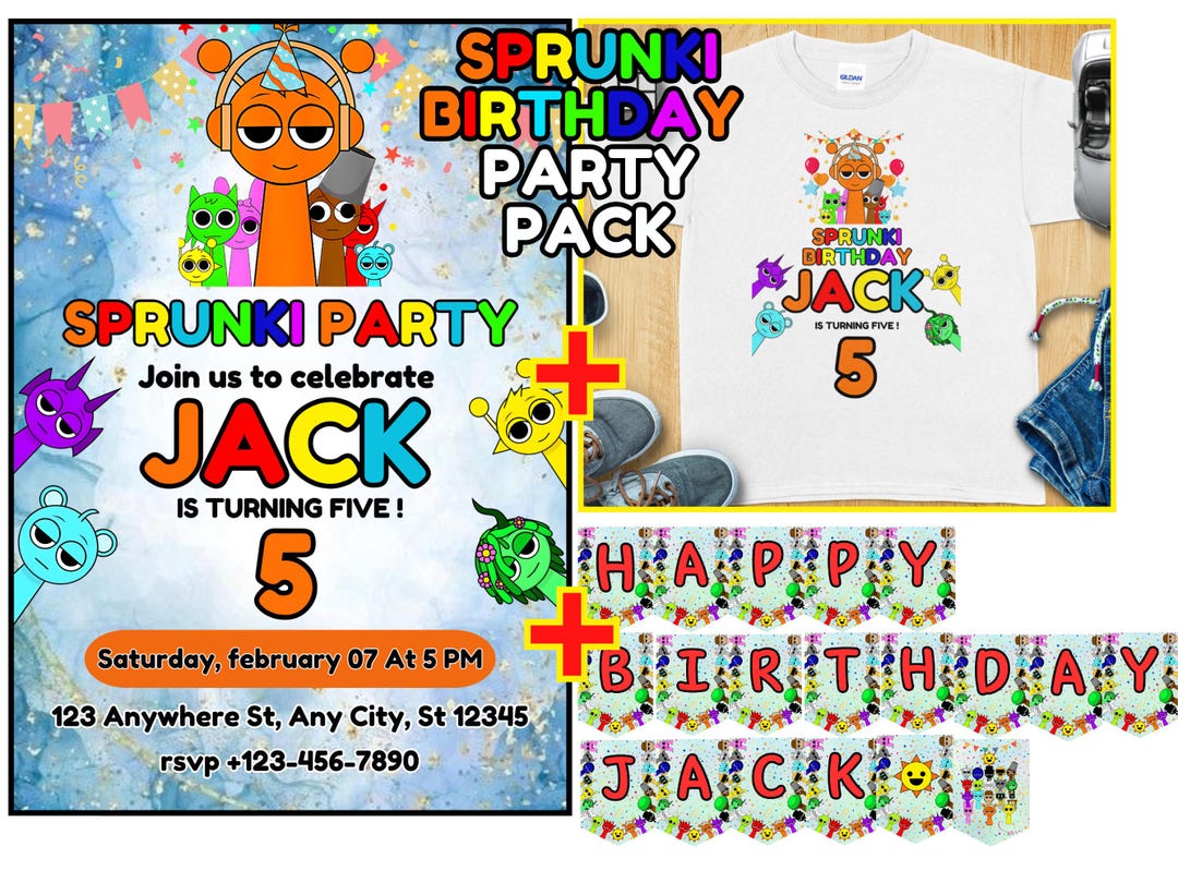 Sprunki Pack Birthday Party | Sprunki Editable Invitation Template, PNG ...