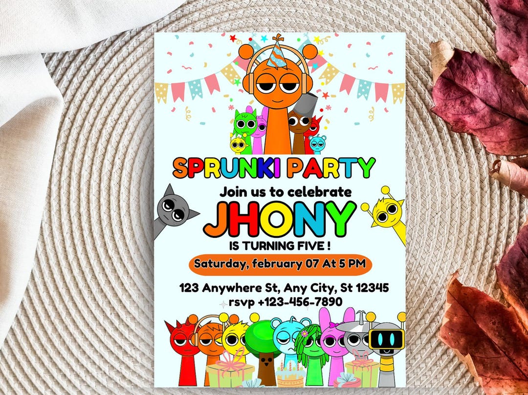 Sprunki Birthday Party Invite, Sprunki Party Invitation Template ...