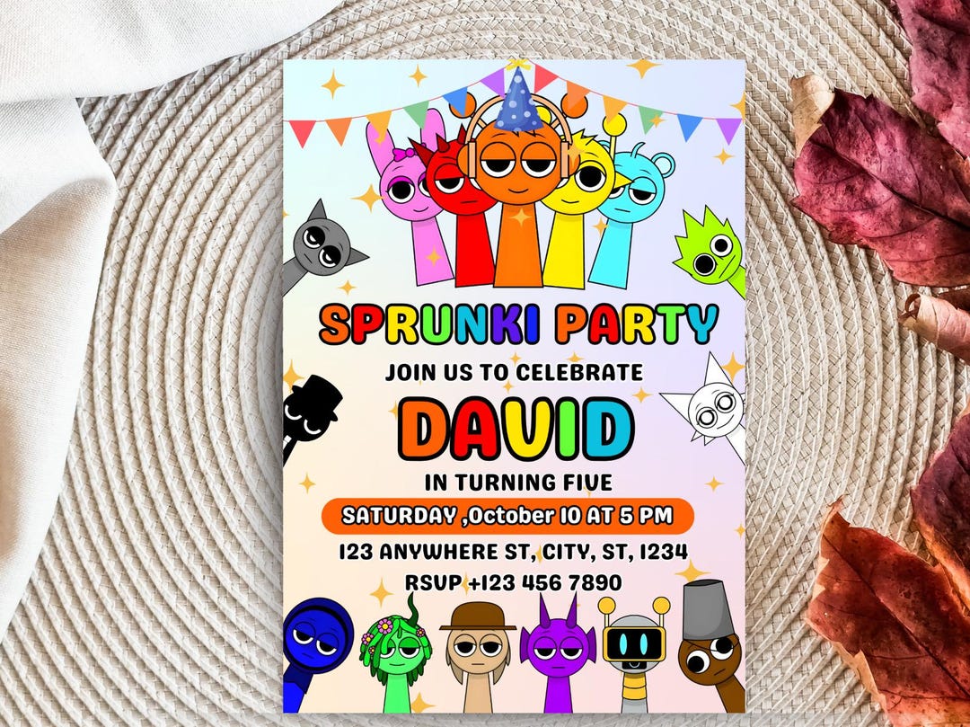 Sprunki Party Invitation Template Editable Sprunki Party Template ...