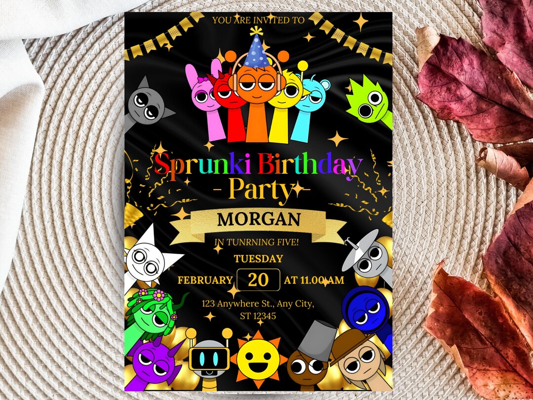 Sprunki Party Invitation Template | Editable Sprunki Party Template ...