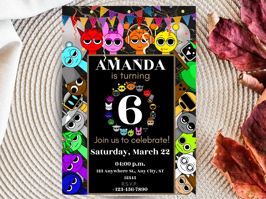 Sprunki Party Invitation Template | Editable Sprunki Party Template ...