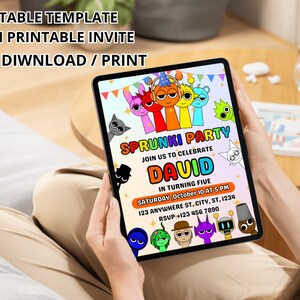 Sprunki Party Invitation Template | Editable Sprunki Party Template ...