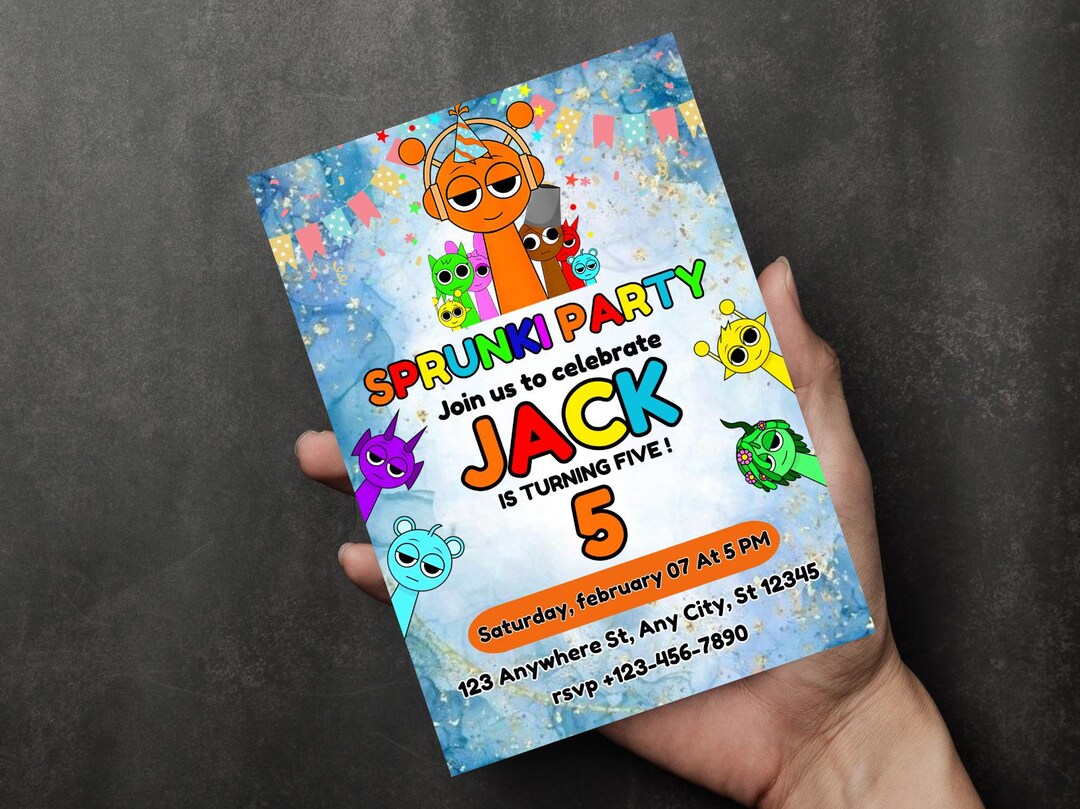 Sprunki Birthday Party Invitation Template | Boy or Girl Who Loves ...