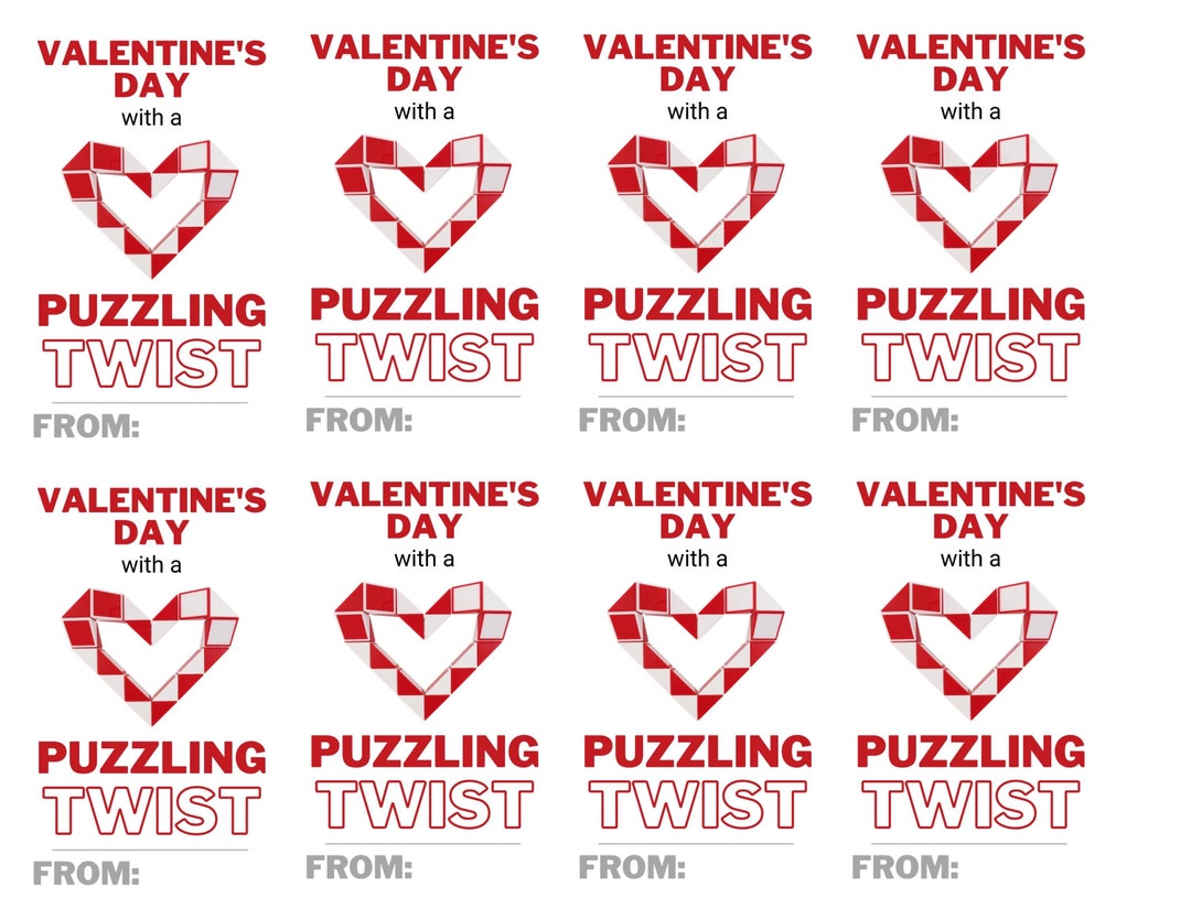 Printable Valentine's, Heart Puzzle Theme, Valentine Gift Label, Kids ...