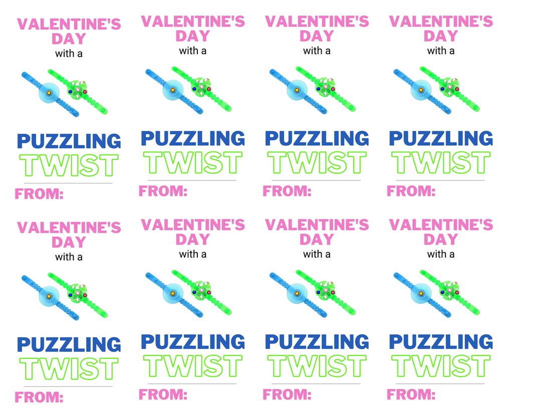 Printable Valentine's, Wristband Puzzle Theme, Valentine Gift Label ...