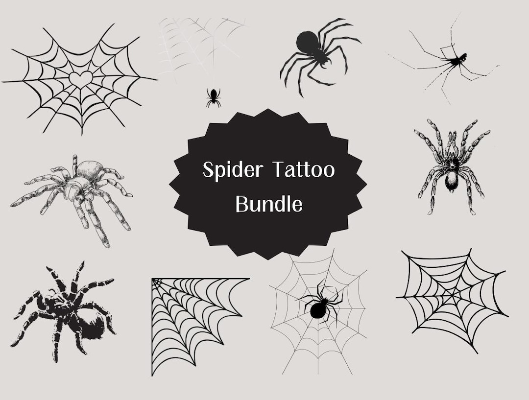 Spider Flash Tattoo Bundle | 12 Tattoo Stamps | Spiders and Spider Webs ...