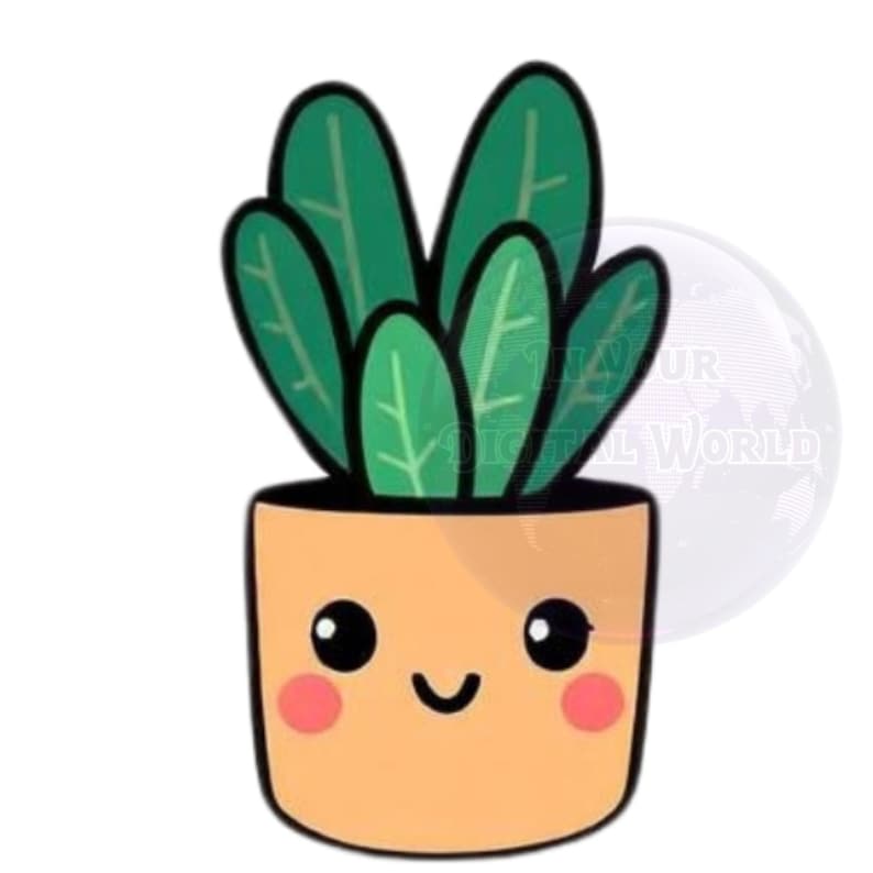 Kawaii Plant Clipart Bundle, Cute Potted Plants PNG Digital Stickers ...