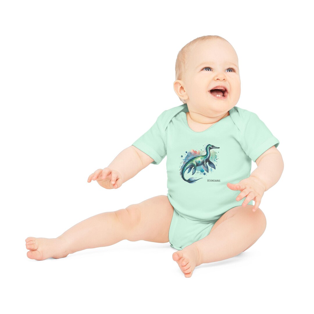 Plesiosaurus Design, Organic Baby Bodysuit, Eco-friendly Baby Gift ...