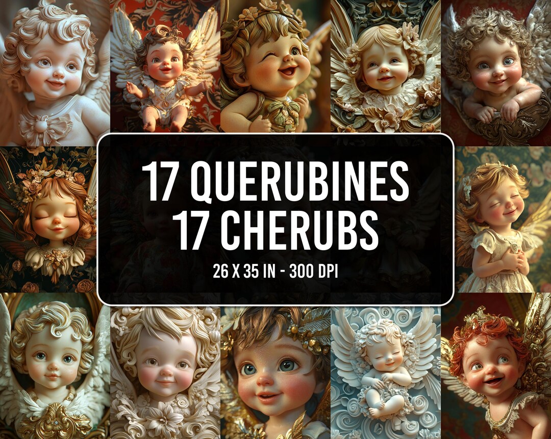 Cherubs, Collection of 17 Printable Pictures of Cherubic Angels. Tender ...