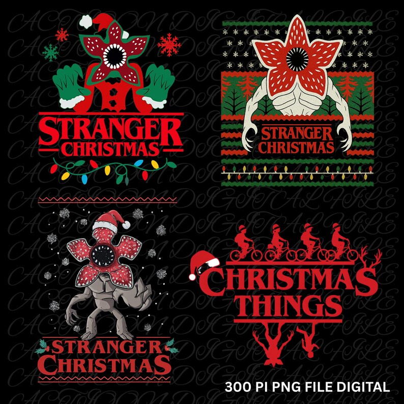 Stranger Christmas Png Bundle, Monster From Upside Down, Christmas Show ...