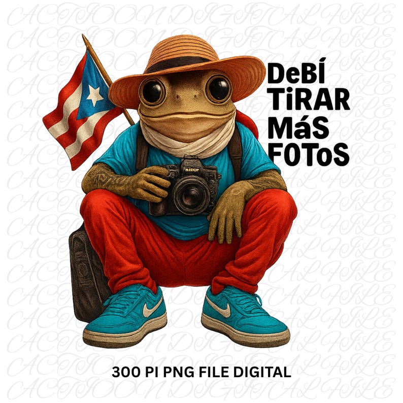 Debí Tirar Más Fotos Frog Meme PNG, Puerto Rico Flag Travel Photography ...