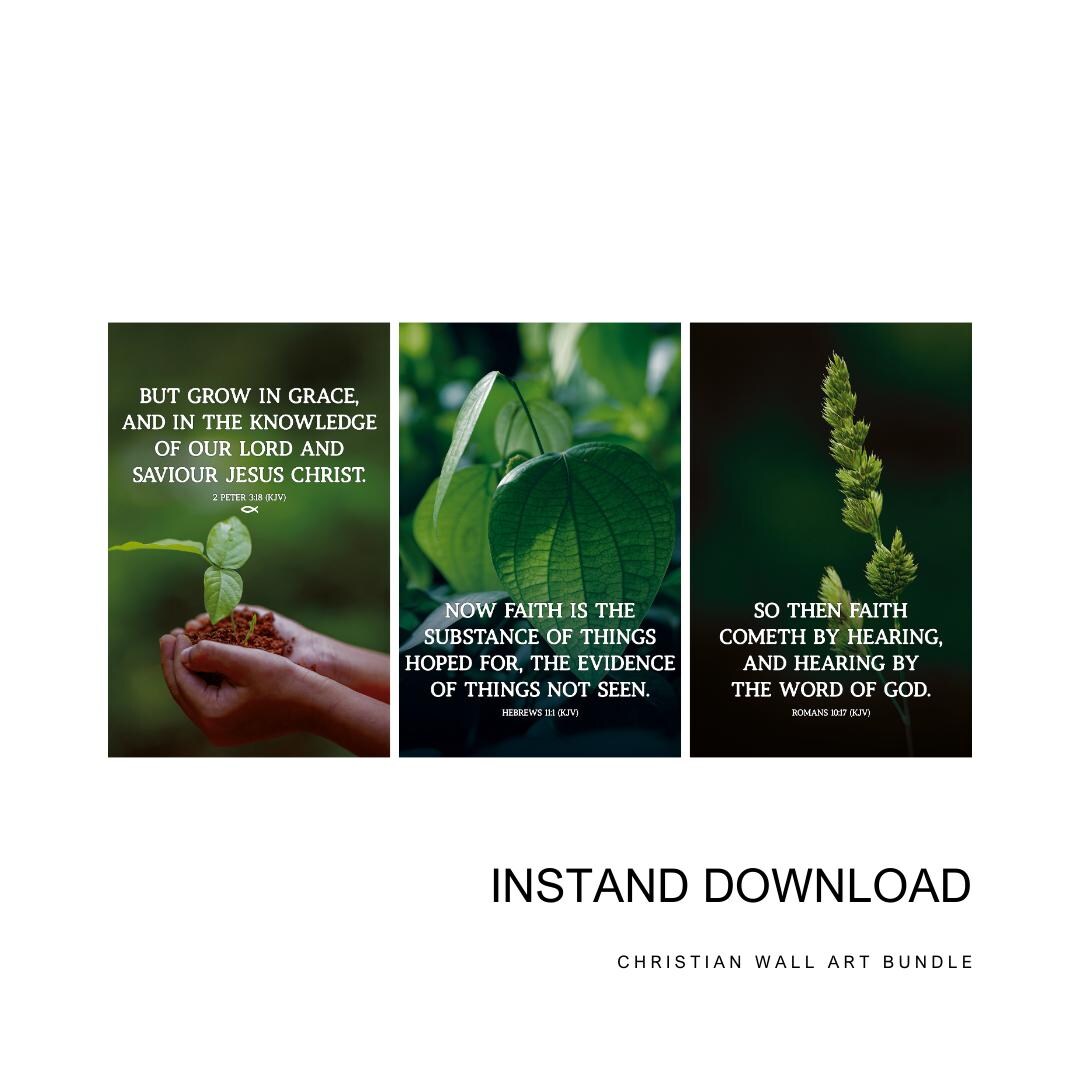 Bible Verse Wall Art Printable Set of 3 – Growing in Faith Scriptures ...