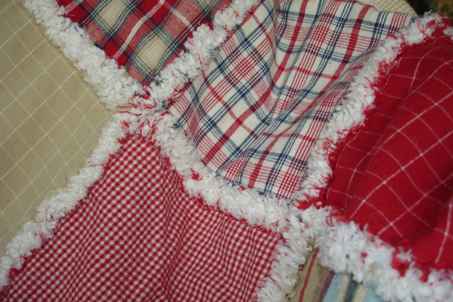 Rag Quilt Red White & Blue Lap Size Quilt | Etsy