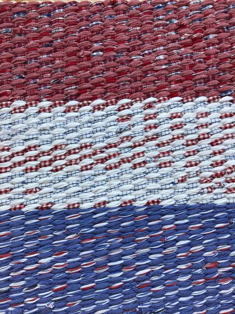 Square Rag Rug, Hand Twined Woven Rug, Upcycled Recycled Fabric Rug ...