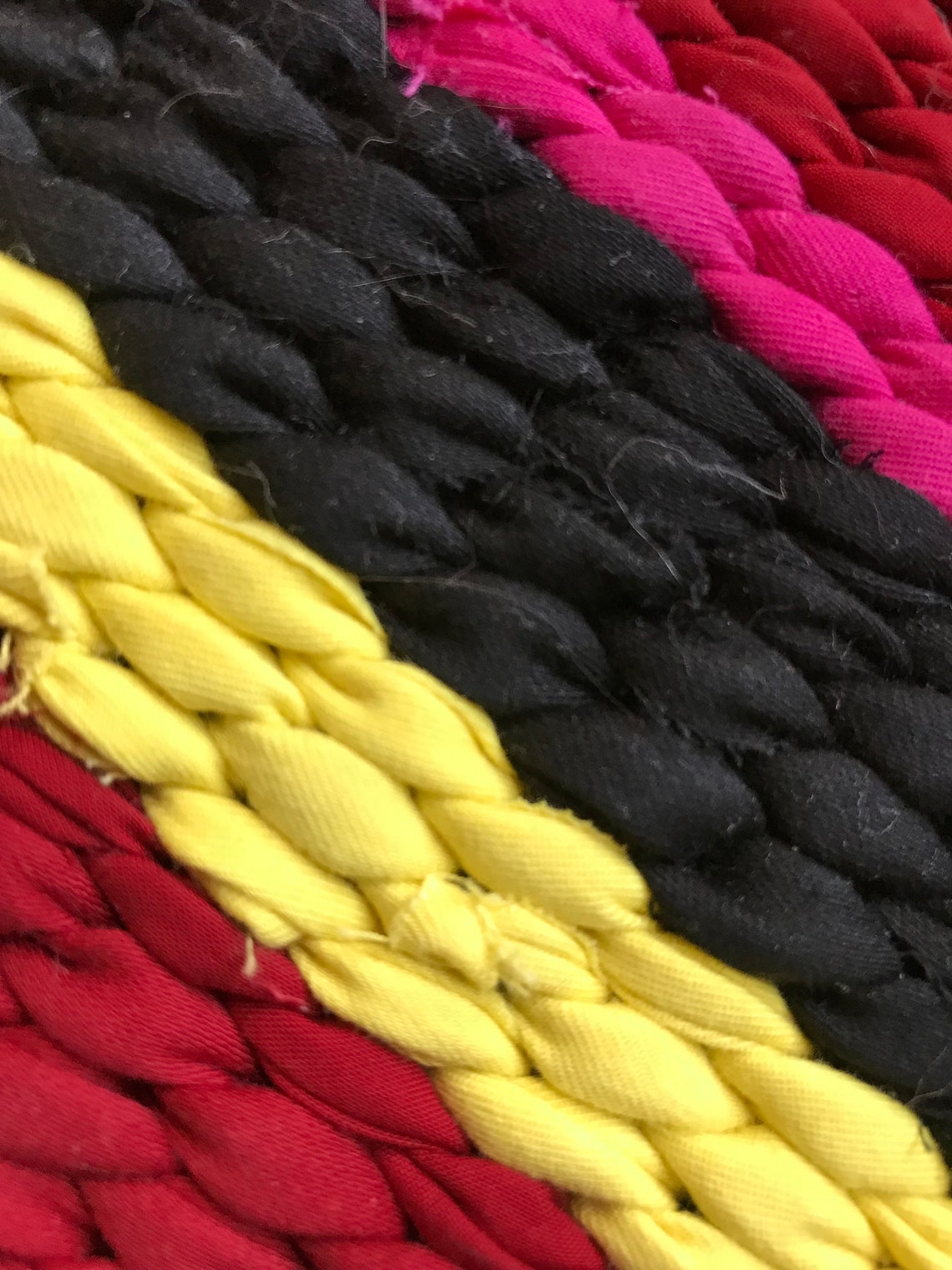 Square Rag Rug, Hand Twined Woven Rug, Upcycled Recycled Fabric Rug ...