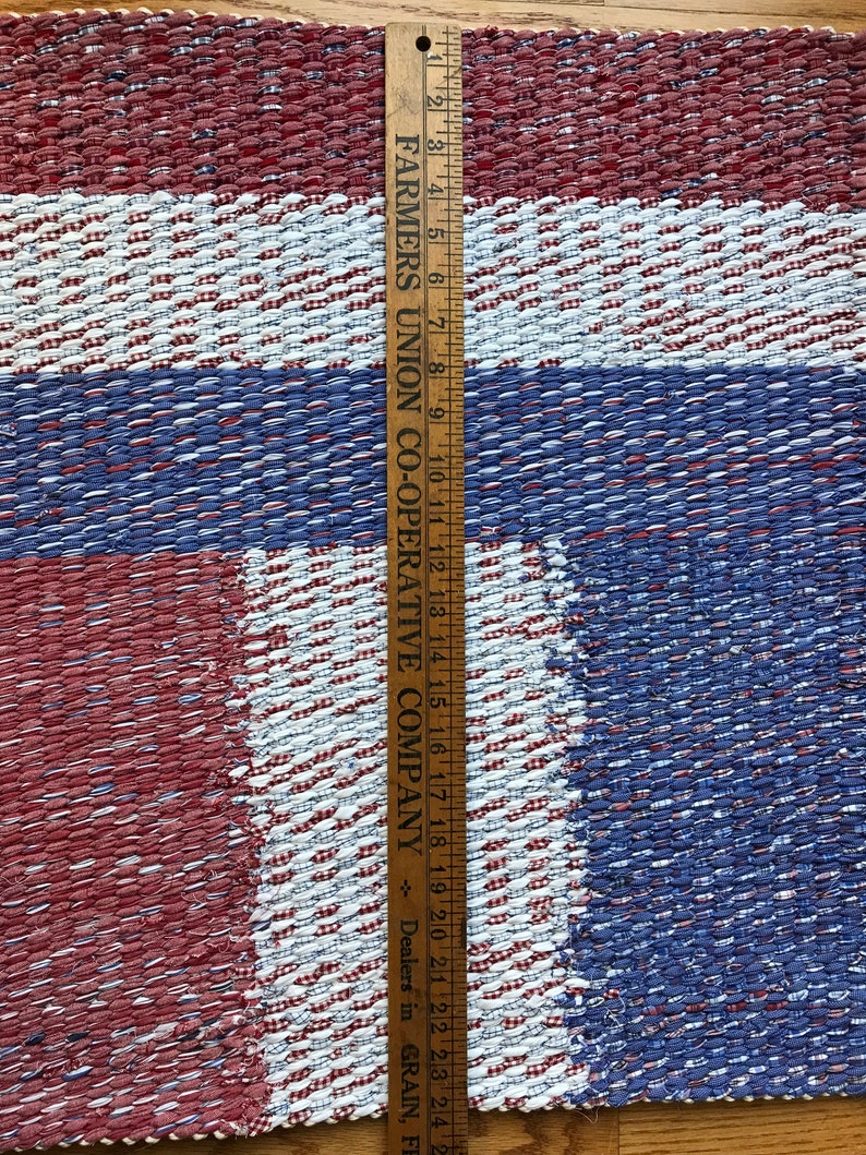 Square Rag Rug, Hand Twined Woven Rug, Upcycled Recycled Fabric Rug ...