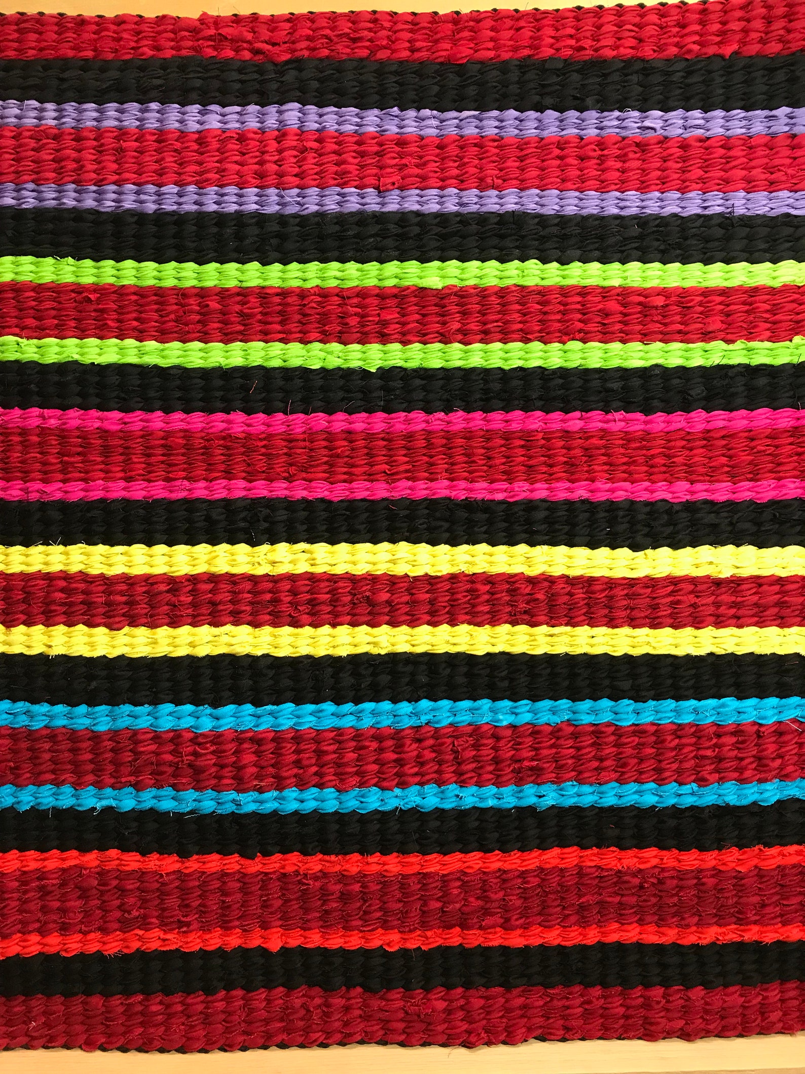 Square Rag Rug, Hand Twined Woven Rug, Upcycled Recycled Fabric Rug ...