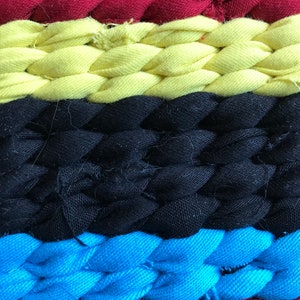 Square Rag Rug, Hand Twined Woven Rug, Upcycled Recycled Fabric Rug ...