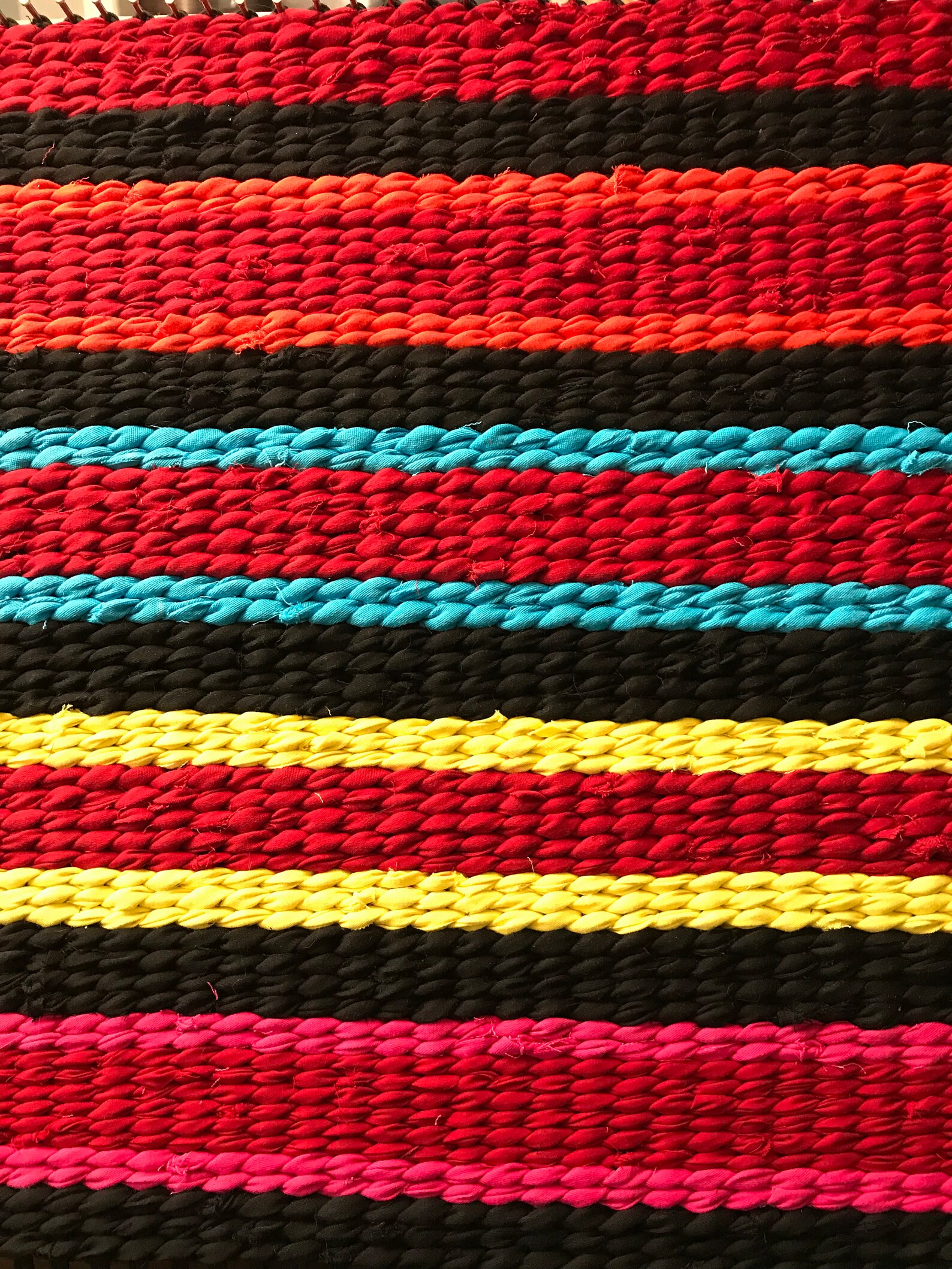 Square Rag Rug, Hand Twined Woven Rug, Upcycled Recycled Fabric Rug ...