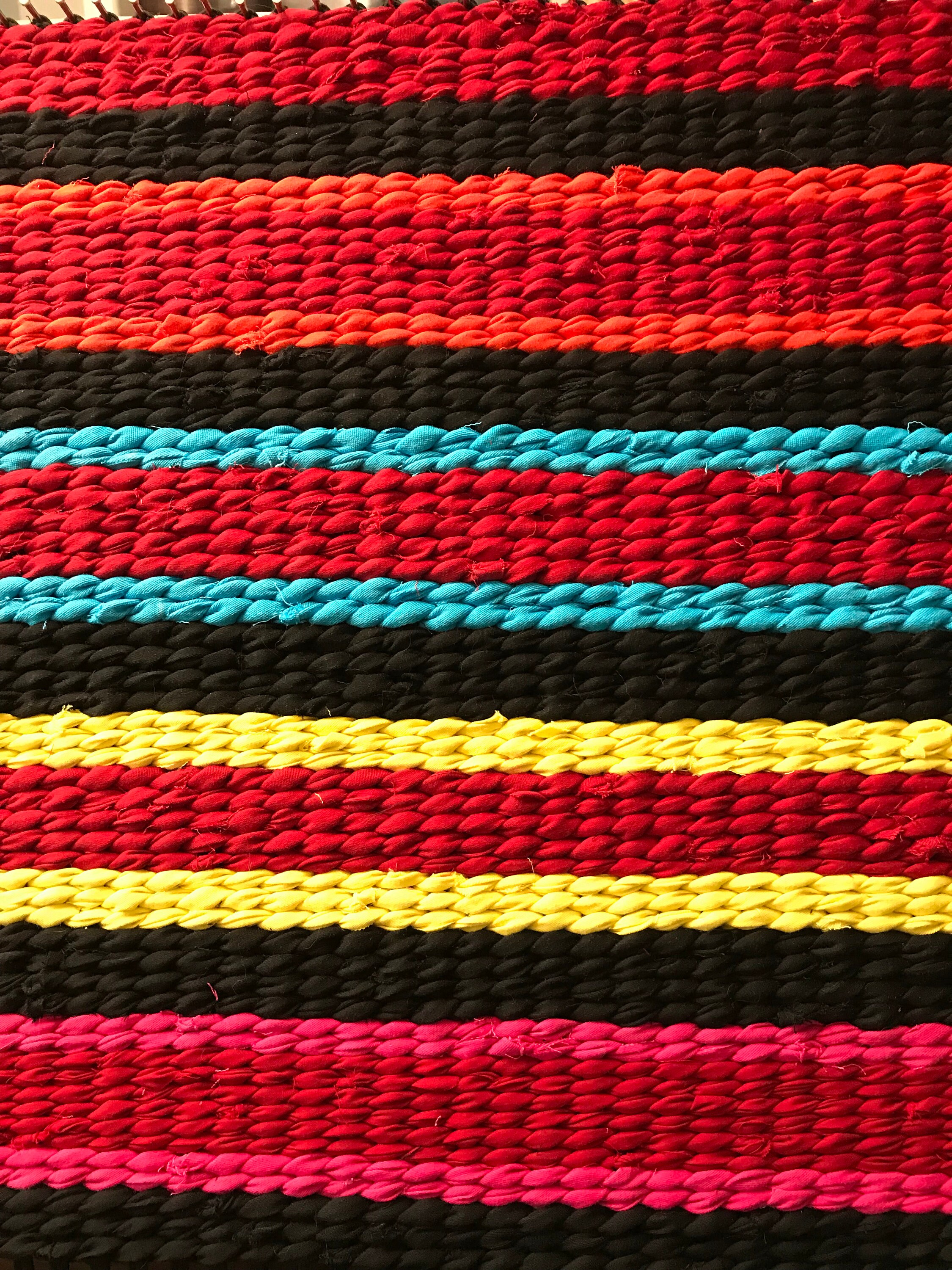 Square Rag Rug, Hand Twined Woven Rug, Upcycled Recycled Fabric Rug ...