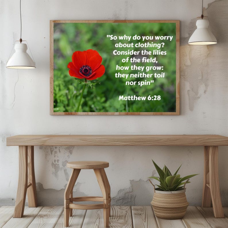 Anemone Flower Poster With Bible Quote, Christian, Gift for Preacher ...
