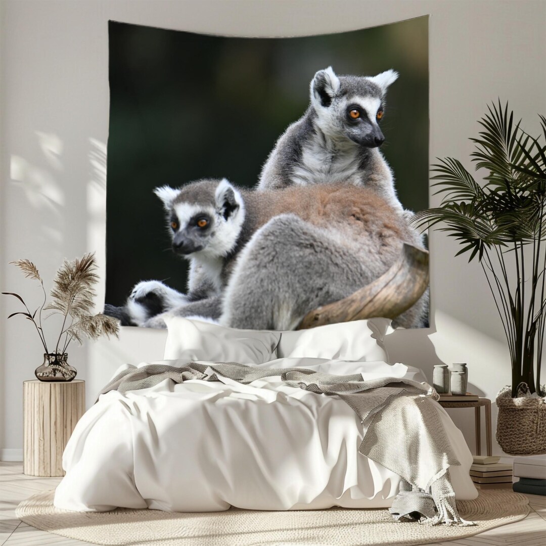 Ring-tailed Lemurs Real Photo Tapestry, Gifts for Best Friends Birthday ...