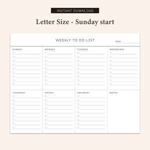 Weekly to Do List Printable, Weekly Task List Template, Weekly Planner ...