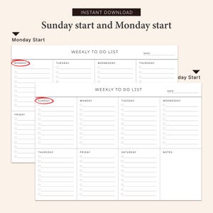 Weekly to Do List Printable, Weekly Task List Template, Weekly Planner ...
