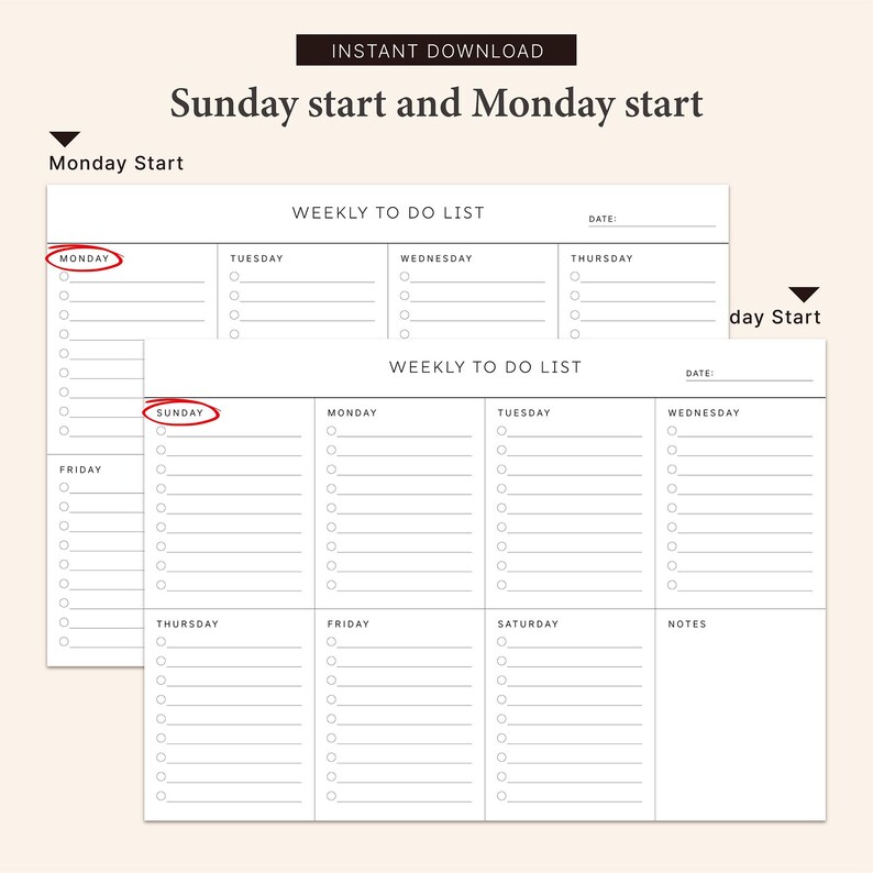 Weekly to Do List Printable, Weekly Task List Template, Weekly Planner ...