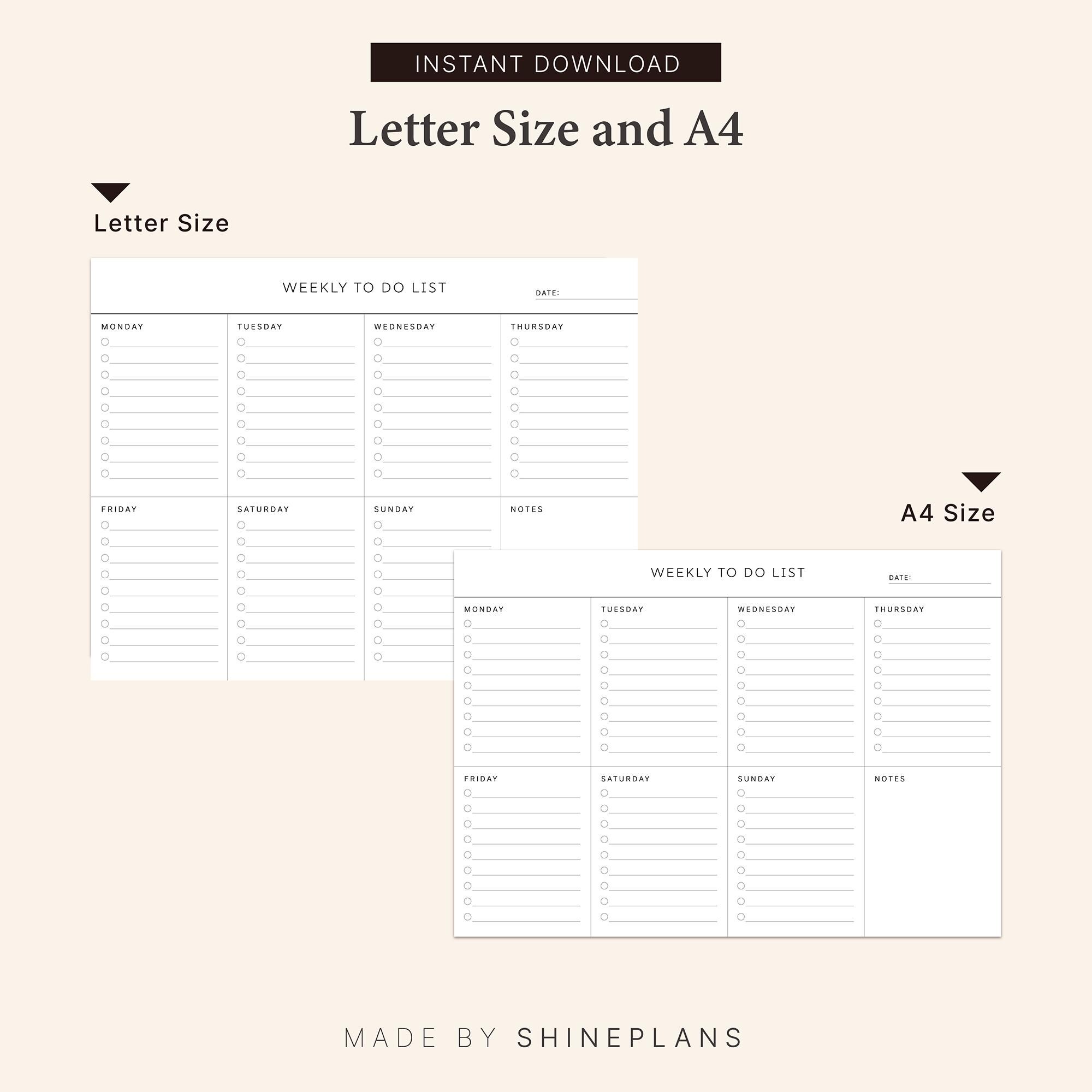 Weekly to Do List Printable, Weekly Task List Template, Weekly Planner ...