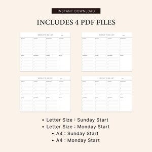 Weekly to Do List Printable, Weekly Task List Template, Weekly Planner ...