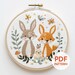 Woodland Animals Hand Embroidery Pattern PDF - Cute Fox and Rabbit ...