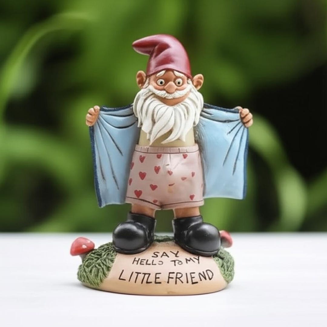 Funny Garden Gnome Statue Outdoor Decor | Rude Garden Lawn Ornament ...