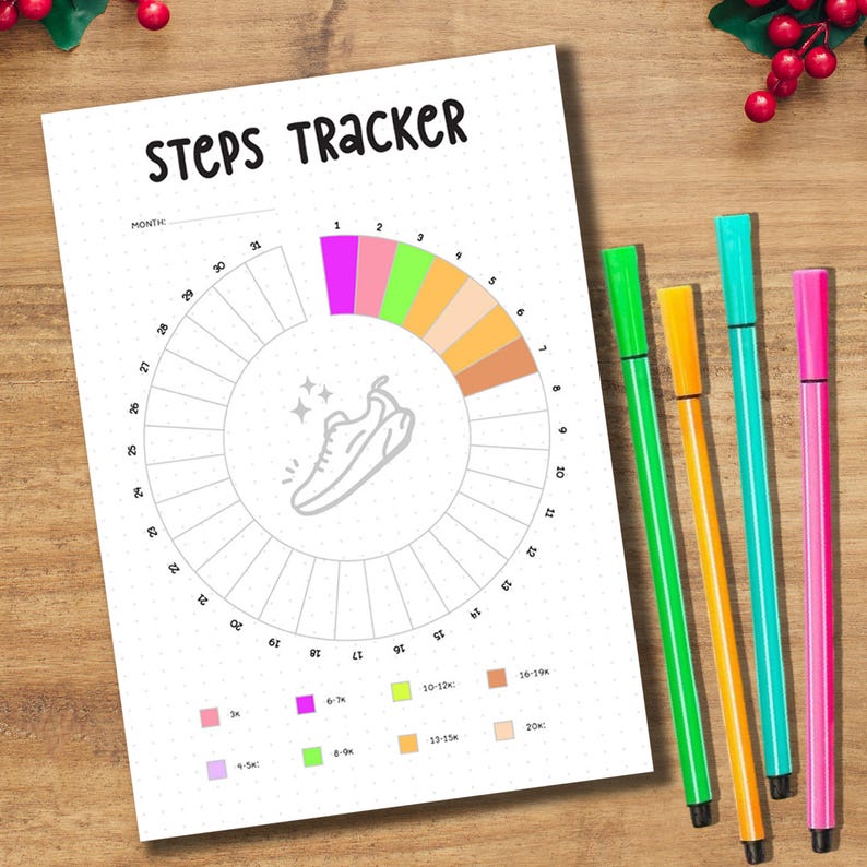 Printable Steps Tracker, Daily Steps Log, Monthly Steps Tracker ...