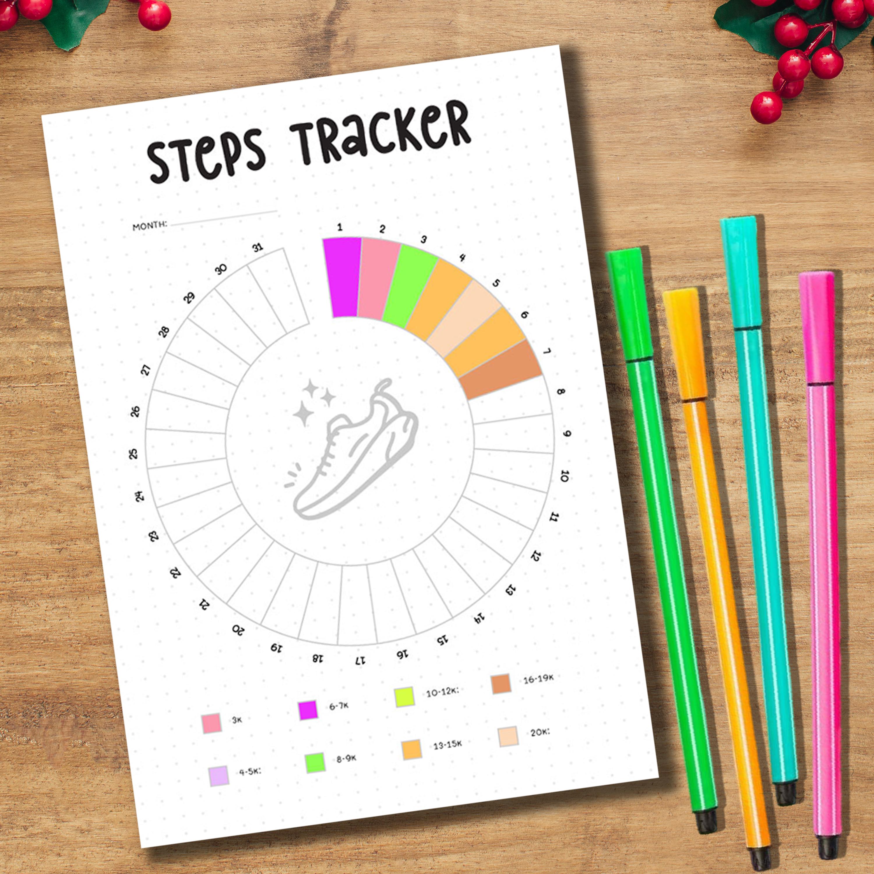 Steps Tracker Printable PDF | Daily, Weekly, Monthly Walking Log | 10K ...