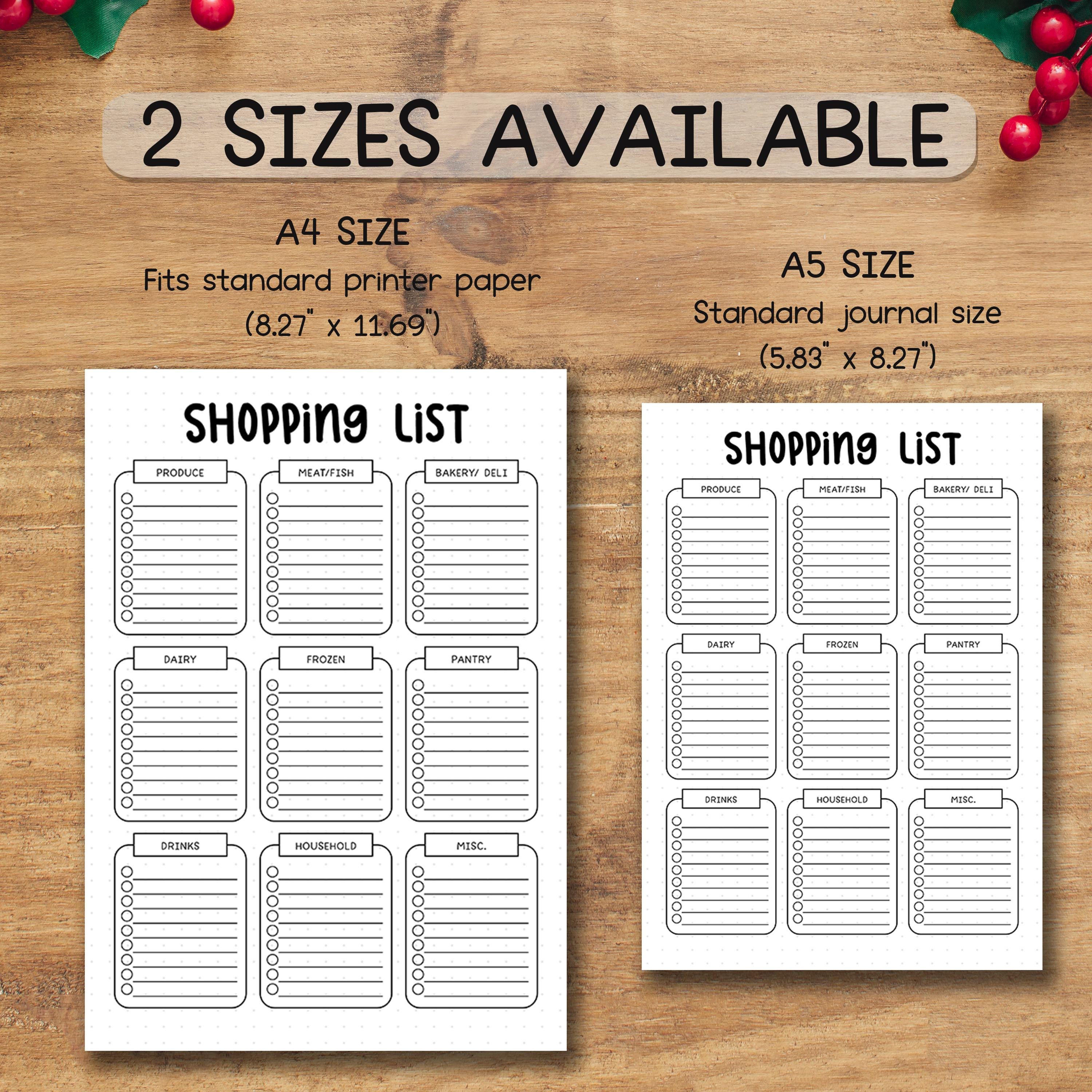 Shopping List Printable PDF | A4 A5 Grocery List Organizer | Weekly ...