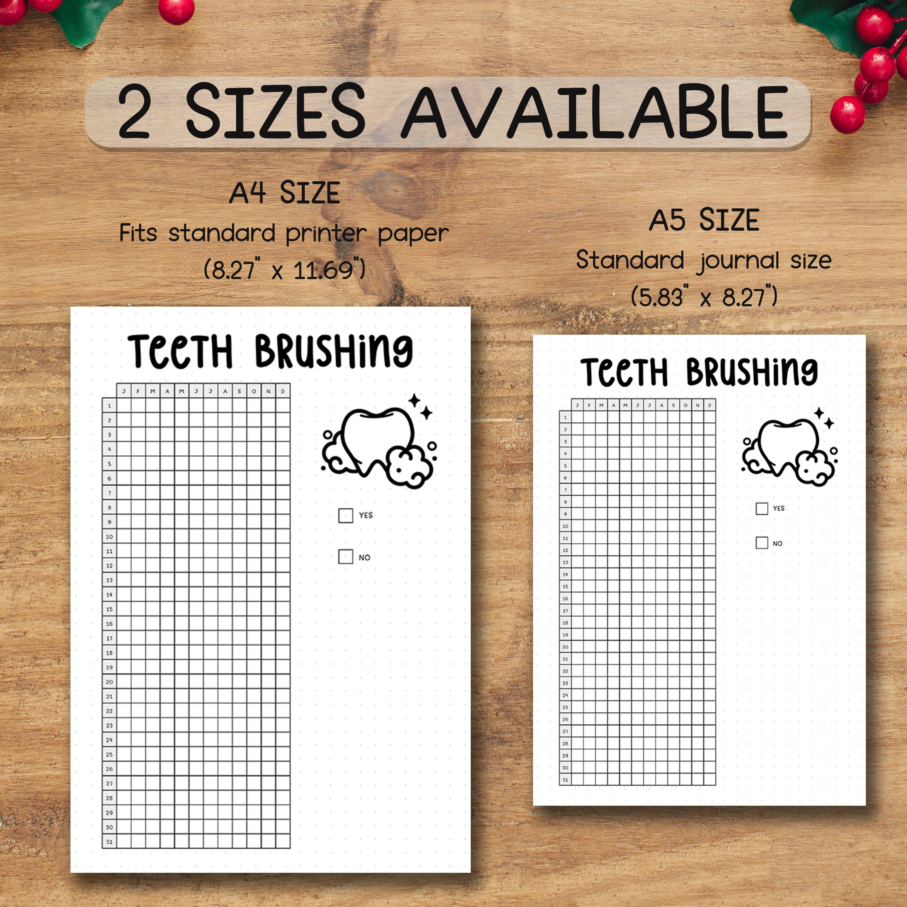 Teeth Brushing Tracker PDF for Kids | Dental Hygiene Routine Log & Oral ...