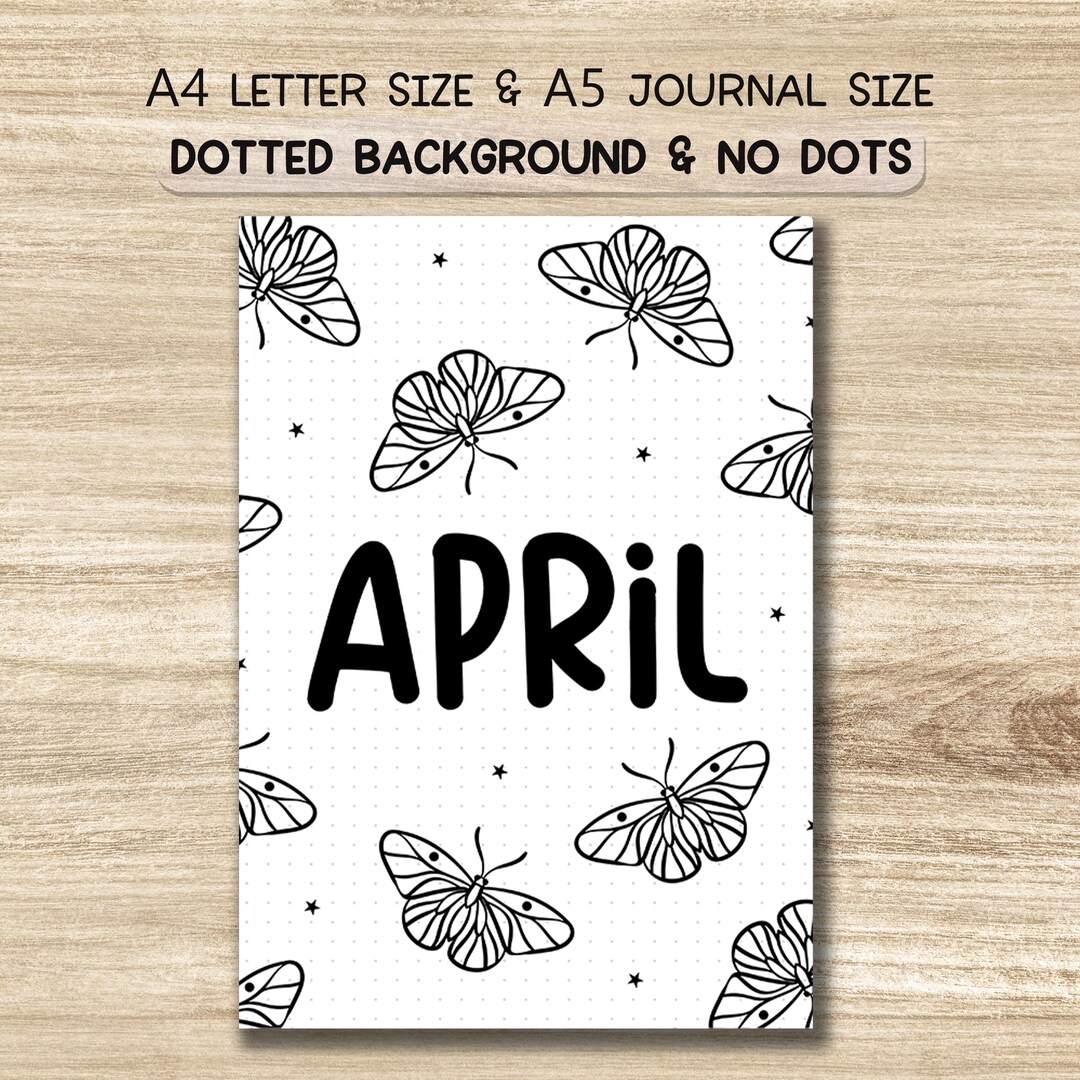 April Journal Cover Page Printable PDF | A4/A5 Dotted Monthly Page ...