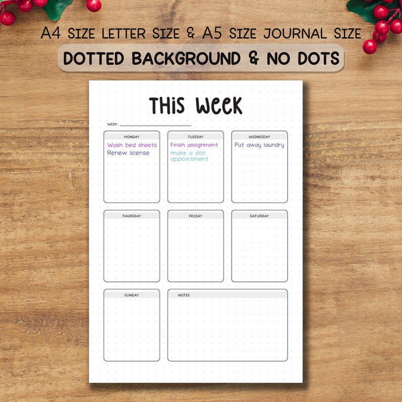 Weekly Planner Printable PDF | A4 A5 This Week Layout | Daily Schedule ...