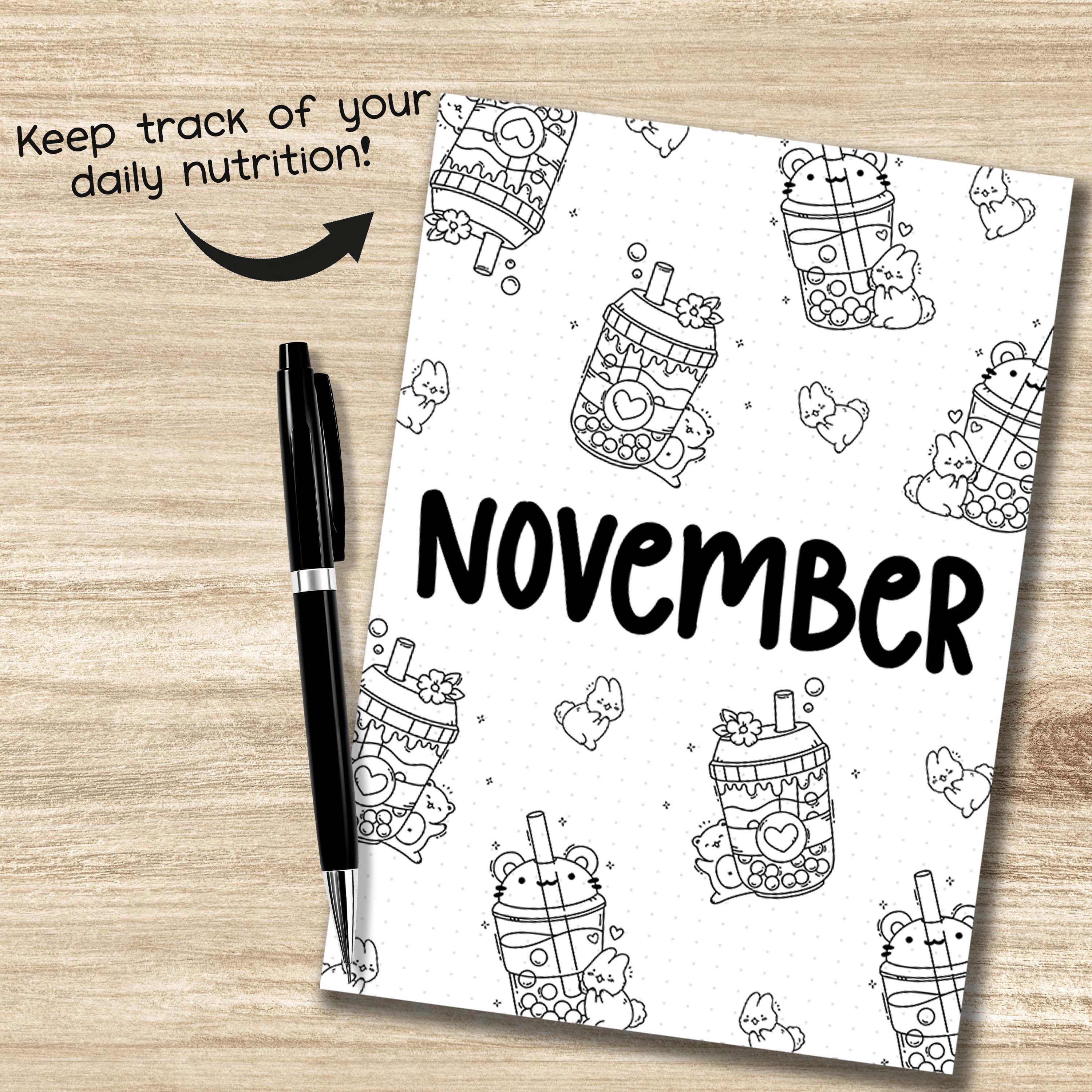 November Journal Cover Page Printable PDF | A4/A5 Dotted Monthly Title ...