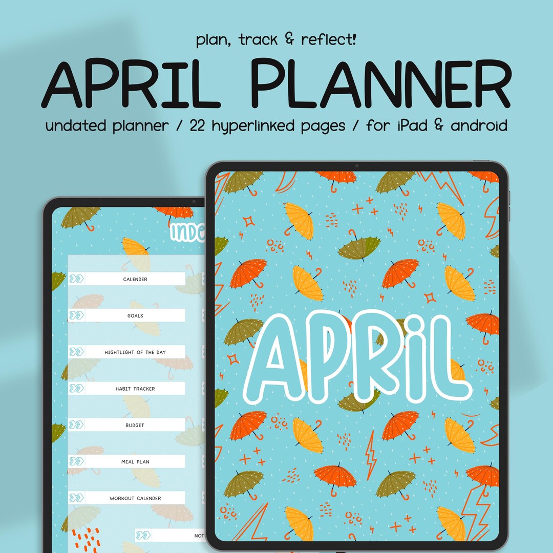 April Undated Digital Planner, Productivity Journal, Goodnotes Planner ...