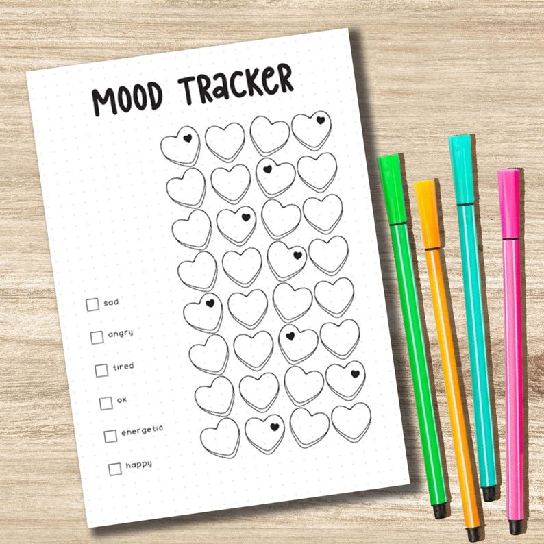 February Mood Tracker Printable | Mental Health Planner (PDF) - Etsy