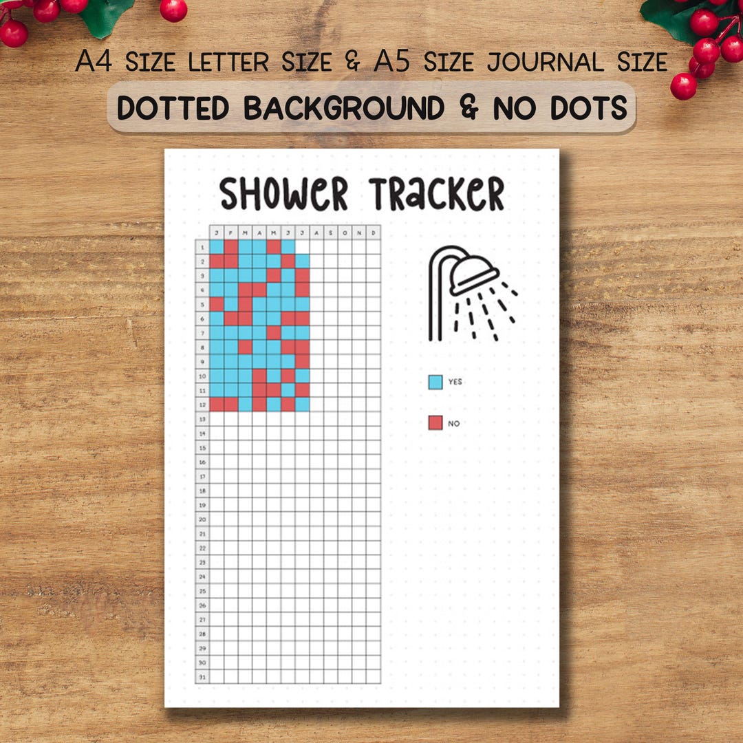 Shower Tracker Printable PDF | Daily Hygiene & Self-care Log | Bathroom ...