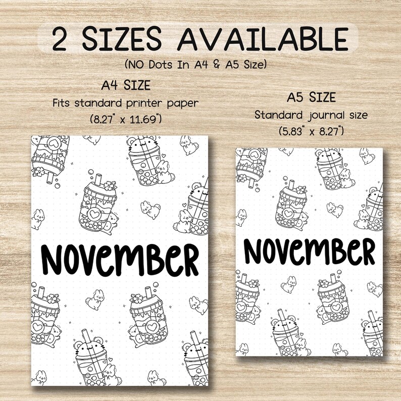 November Journal Cover Page Printable PDF | A4/A5 Dotted Monthly Title ...