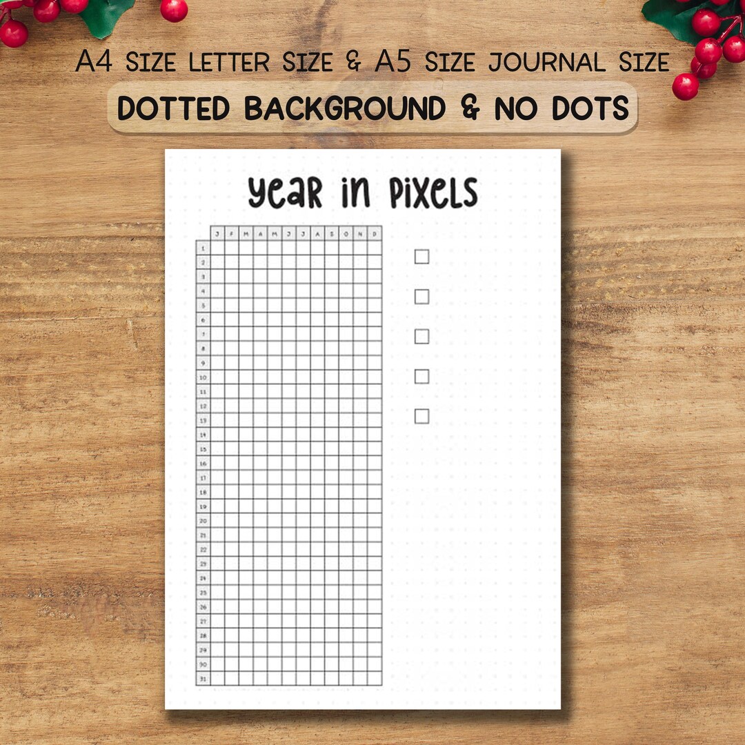 Year in Pixels Printable Journal PDF | Dotted & Undotted | Mood Habit ...