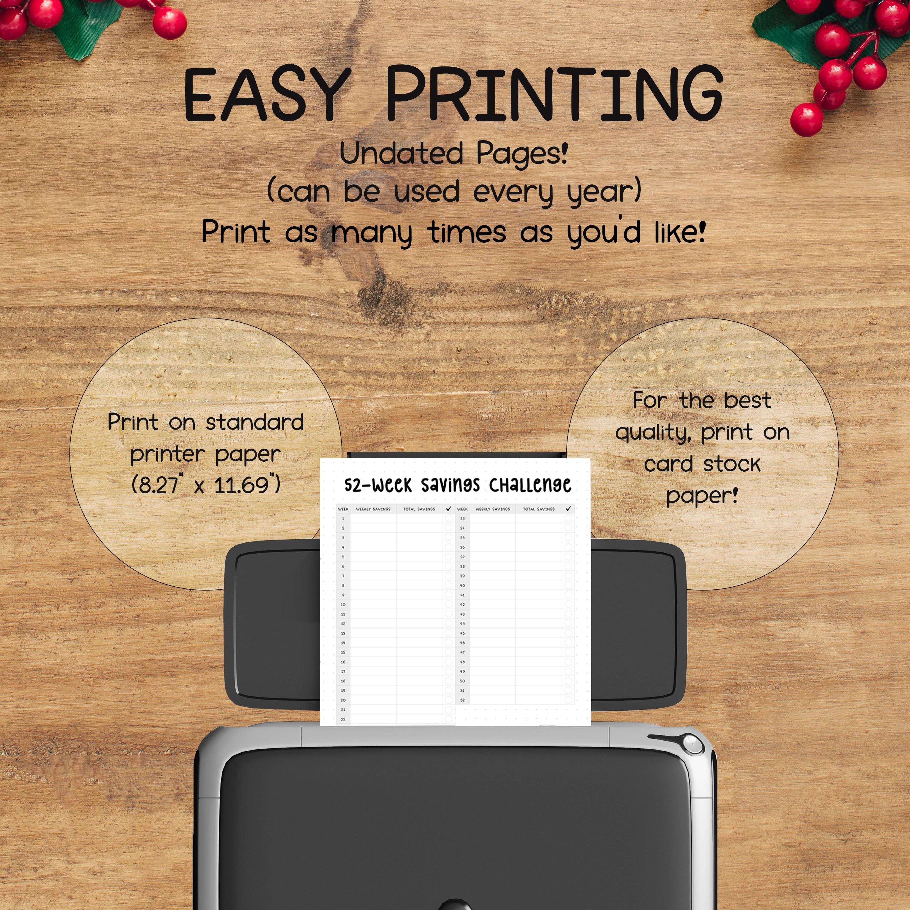 52 Week Challenge Tracker: Printable Savings & Weight Loss Journal ...
